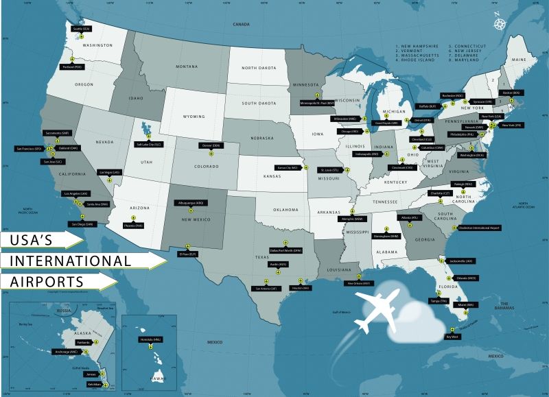 Map Of Major Airports In Usa