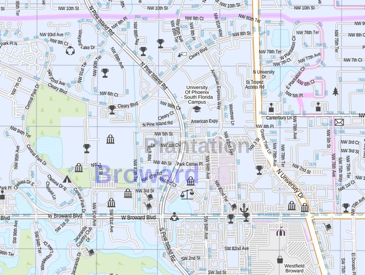 Street Map Of Plantation Florida