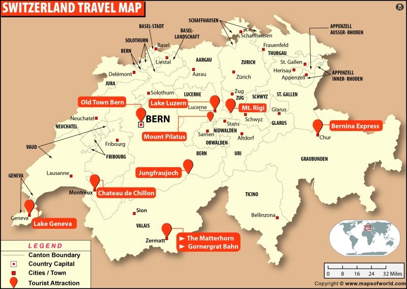 Swiss travel map | Insiderpuj.com