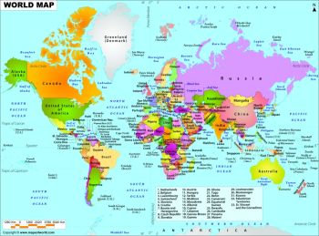 Political World Wall Map - Silver-tones - Extra Large